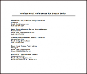 》Free Printable Professional References Template