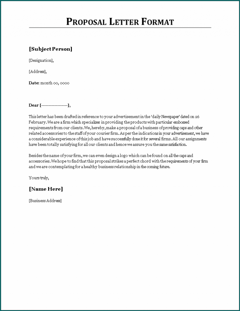 》Free Printable Proposal Letter