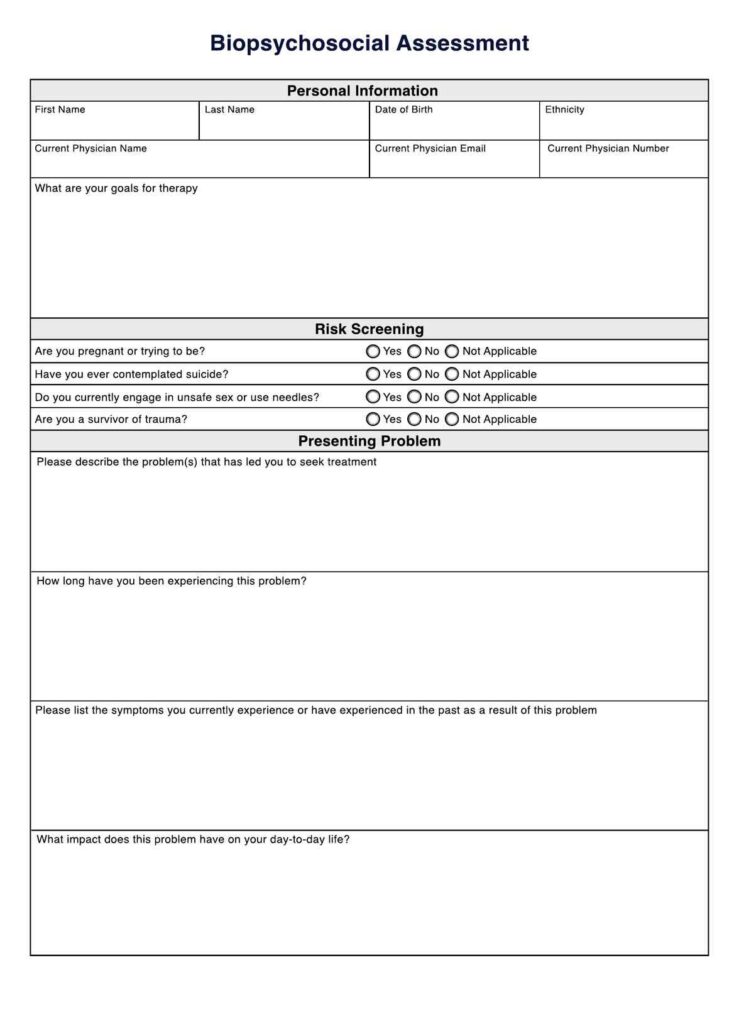 》Psychosocial Assessment Template (Word)