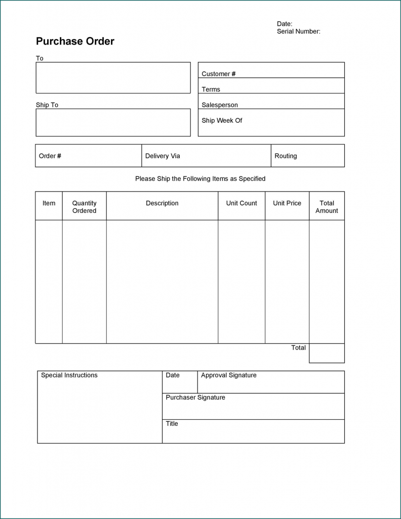 》Free Printable Purchase Order Form