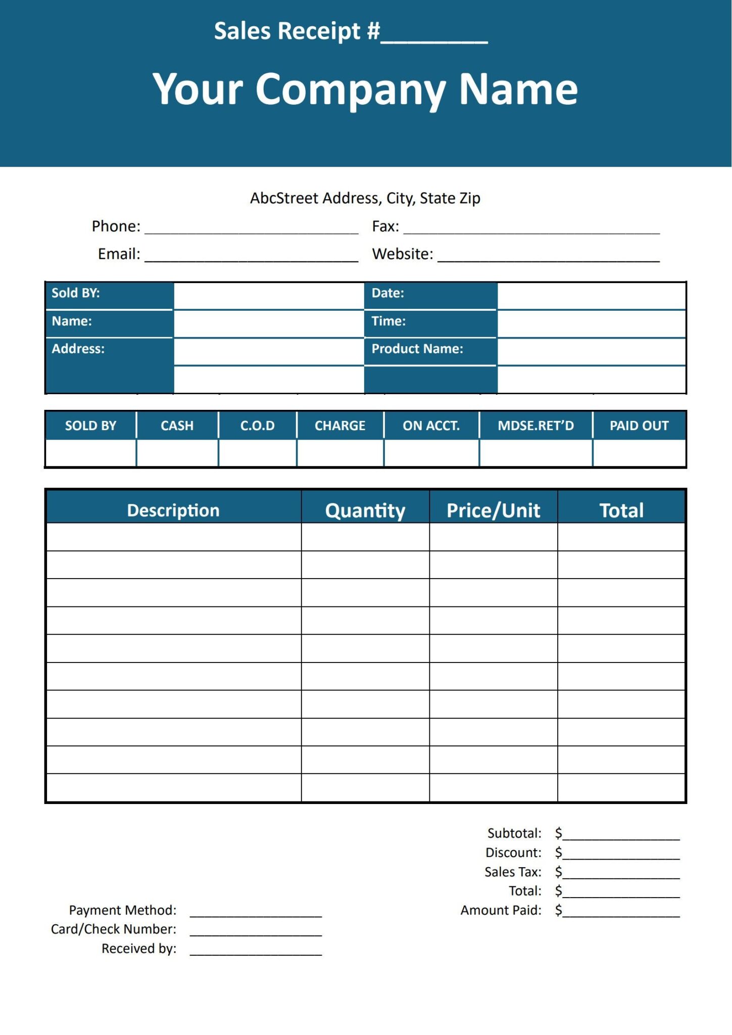 》Free Printable Purchase Receipt Template