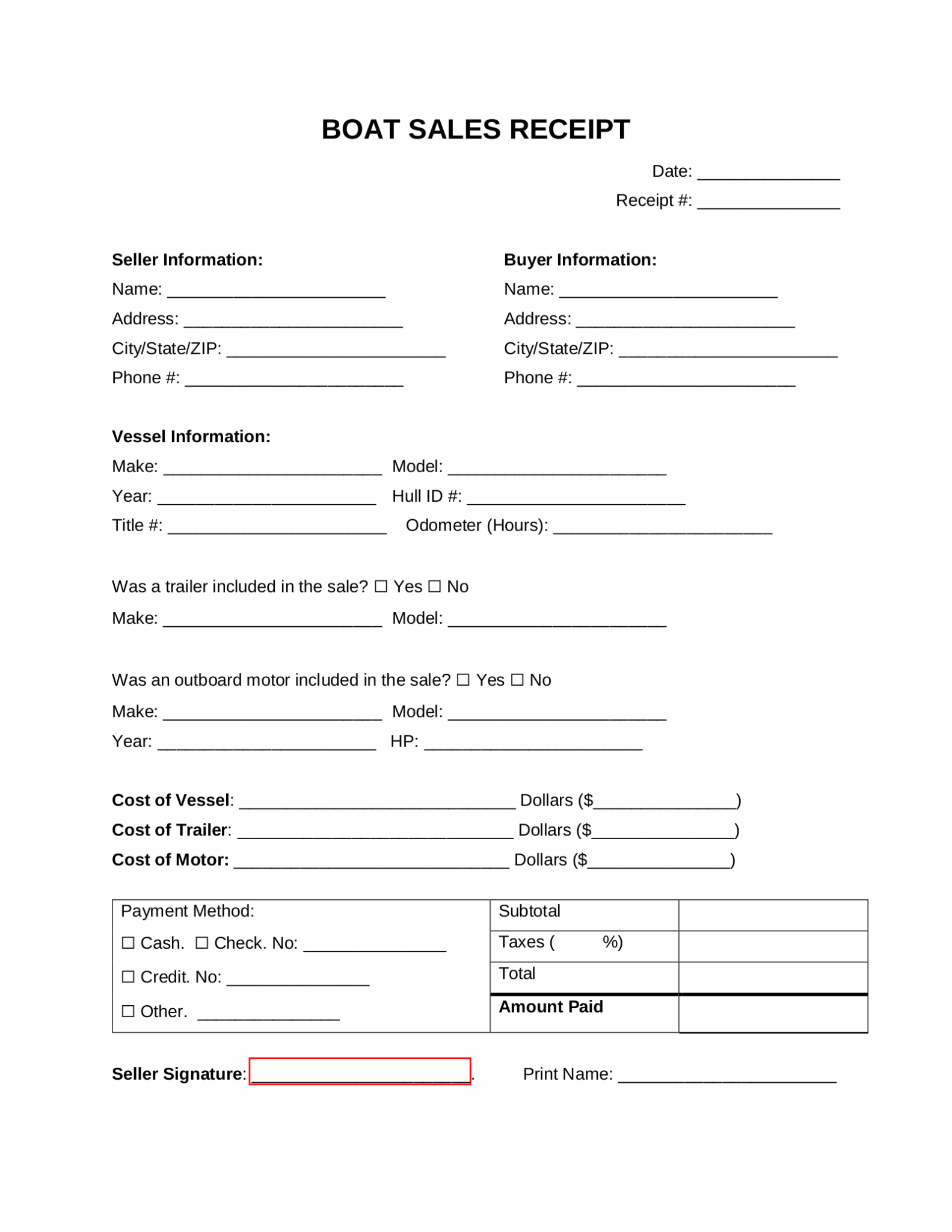 》Free Printable Purchase Receipt Template