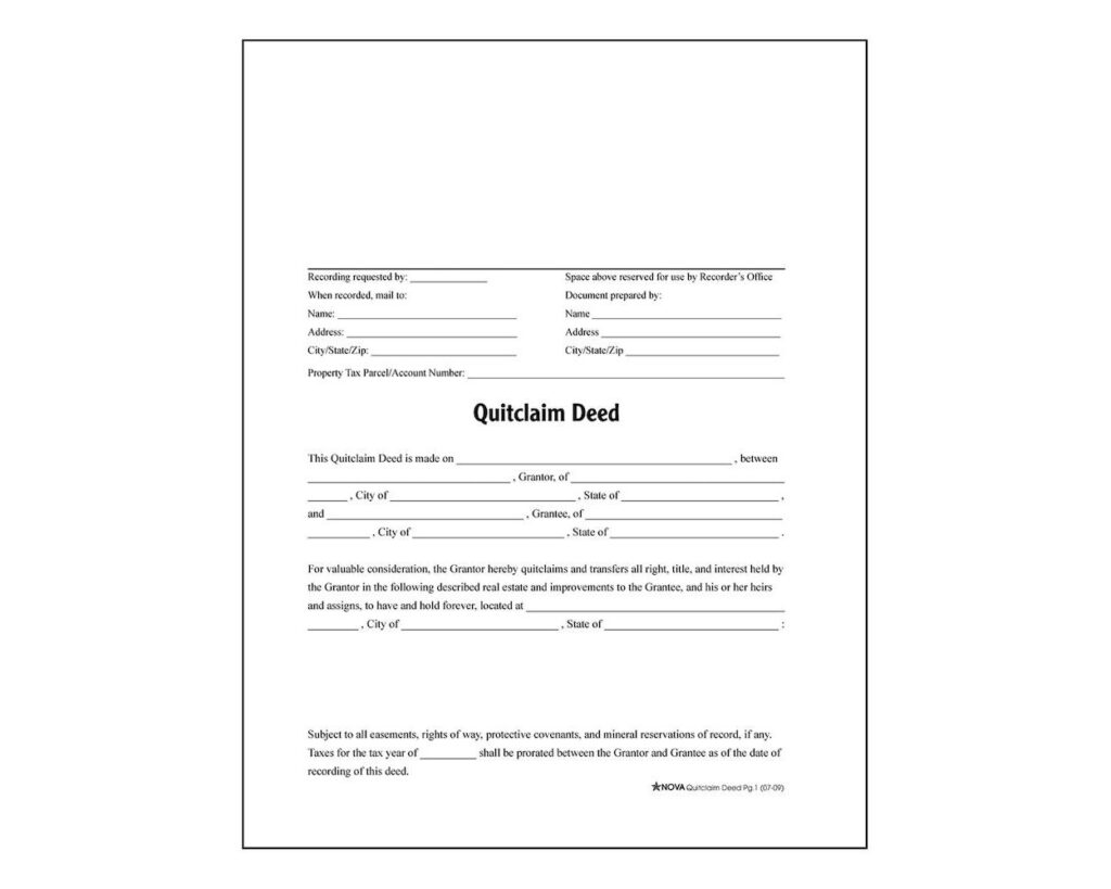 》Free Printable Quit-Claim Deed Form