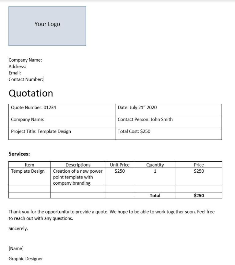 Quotation Letter Template | Bogiolo