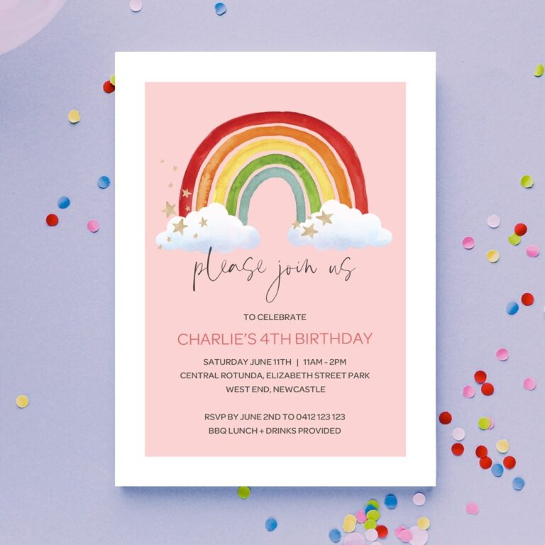 》Rainbow Theme Party Invitation Template