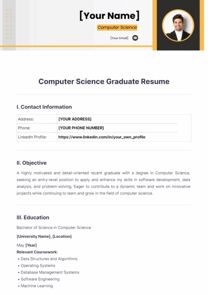 》Recent College Graduate Resume Template