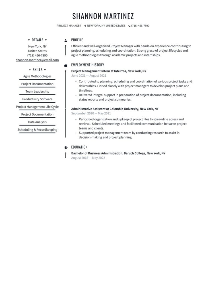 》Recent College Graduate Resume Template