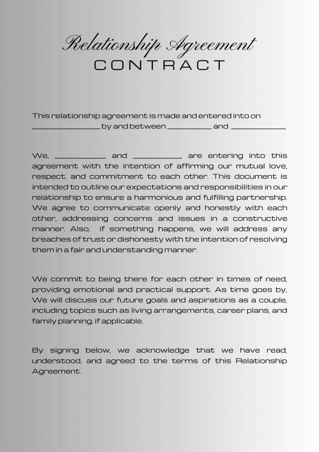 》Relationship Contract Template (Word)