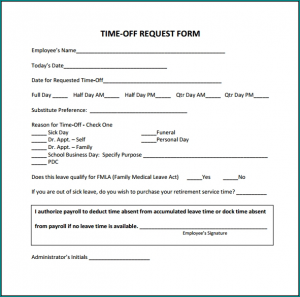 》Free Printable Request Day Off Form