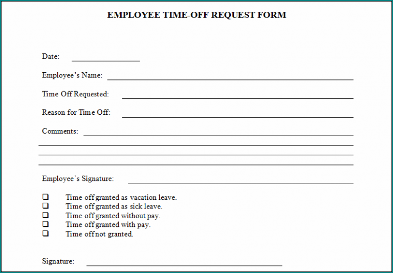 》Free Printable Requesting Time Off From Work