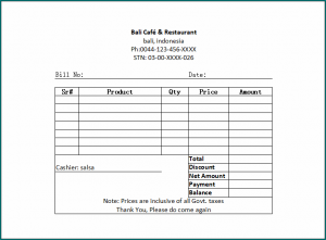 》Free Printable Restaurant Receipt Template