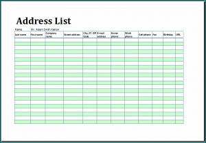 》Free Printable Address List Template