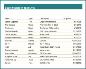 》Free Printable Book Inventory List Template