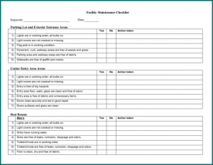 》Free Printable Building Maintenance Checklist Template