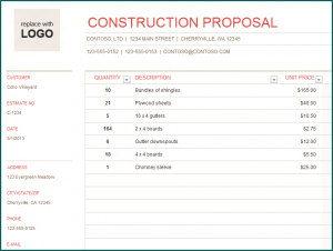 》Free Printable Building Quote Template