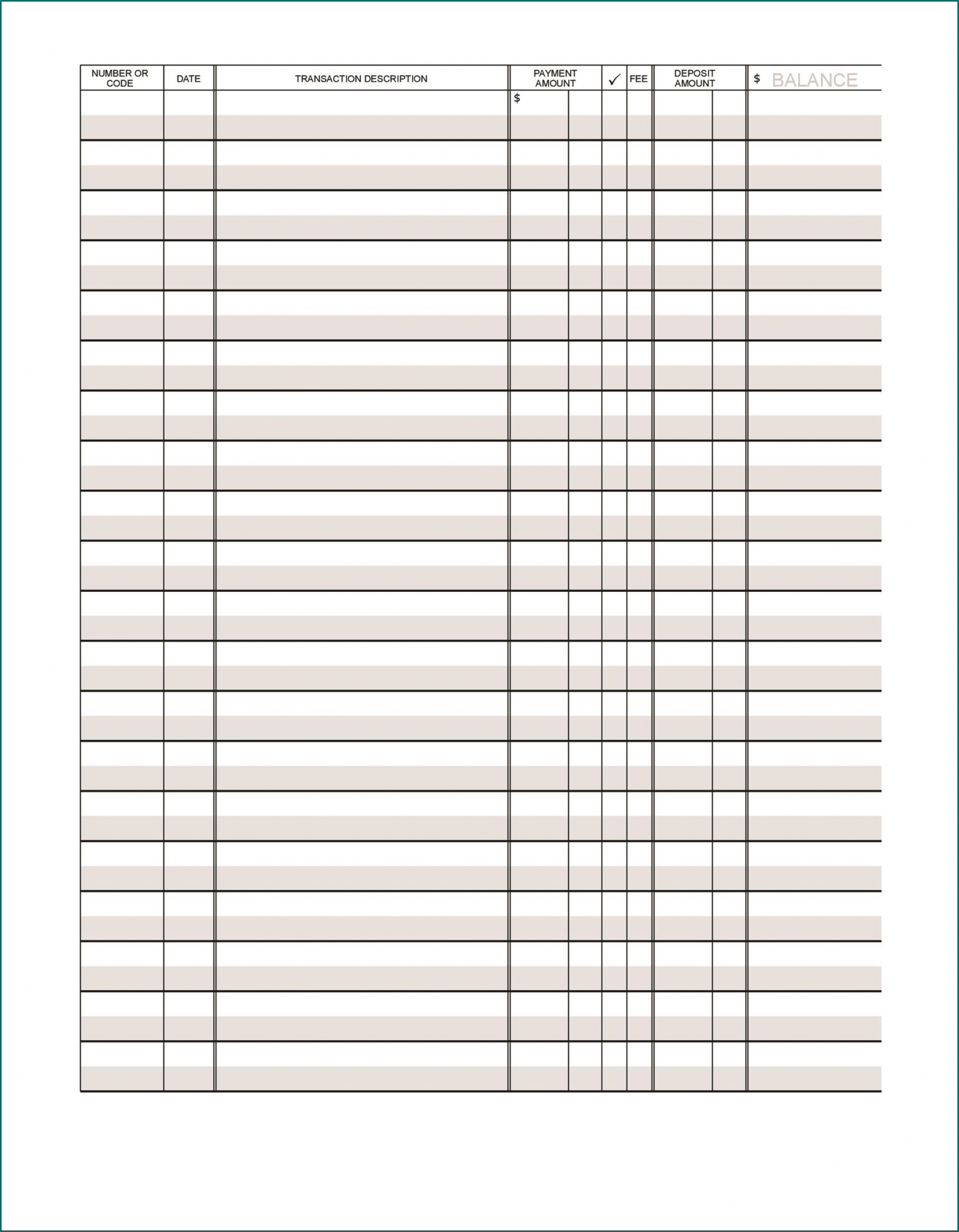 》Free Printable Check Register Template