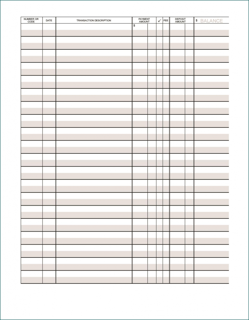 》Free Printable Checkbook Register Template