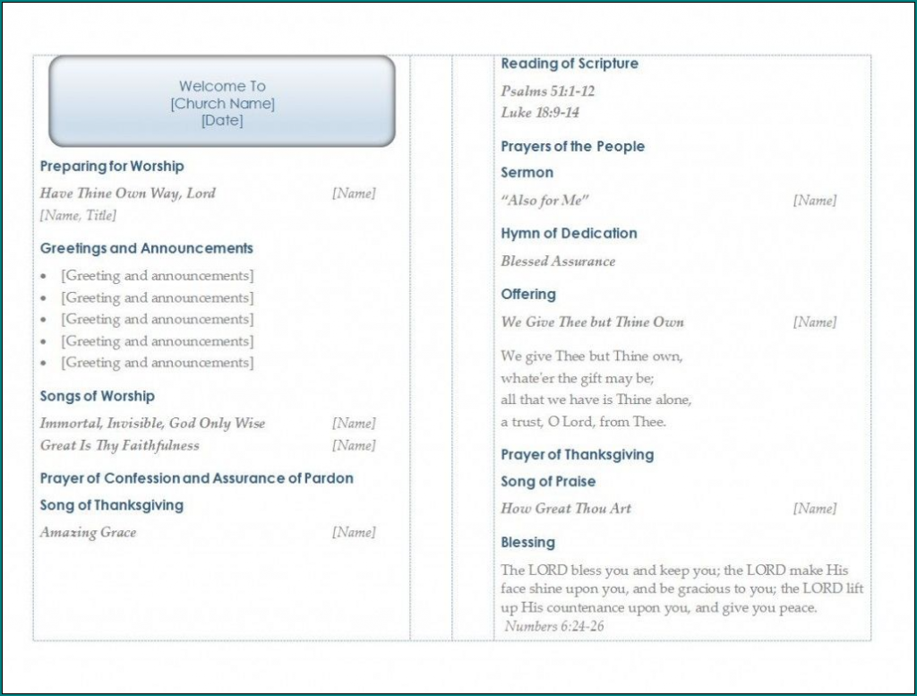 》Free Printable Church Program Template