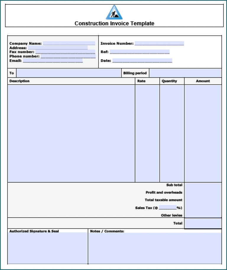 》Free Printable Construction Receipt Template