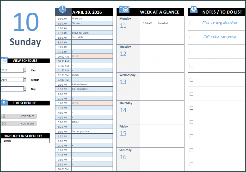 》Free Printab Daily Work Schedule Templatele