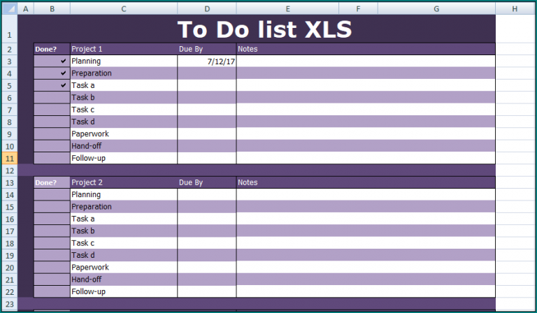 》Free Printable Excel To Do List Template
