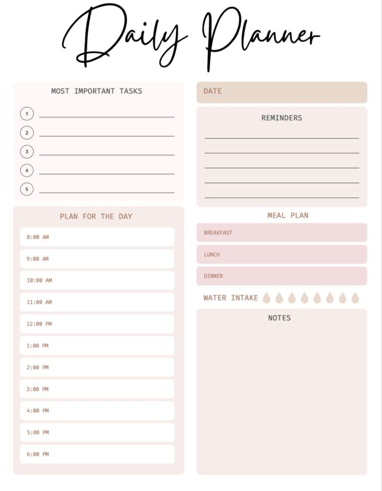 》Girly Cute Homework Planner Template