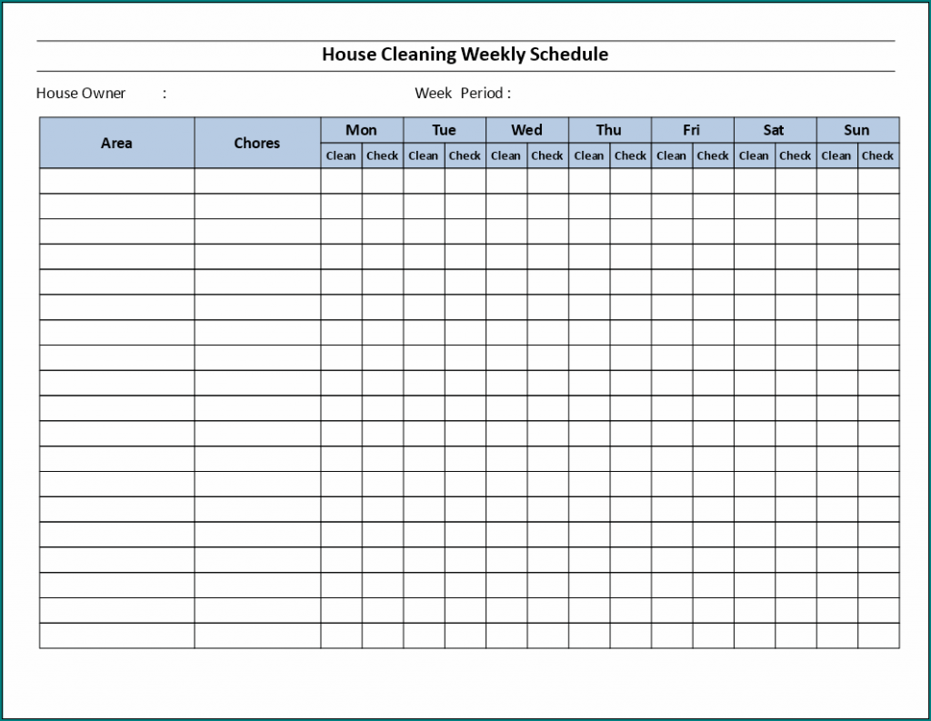 》Free Printable House Cleaning Schedule Template