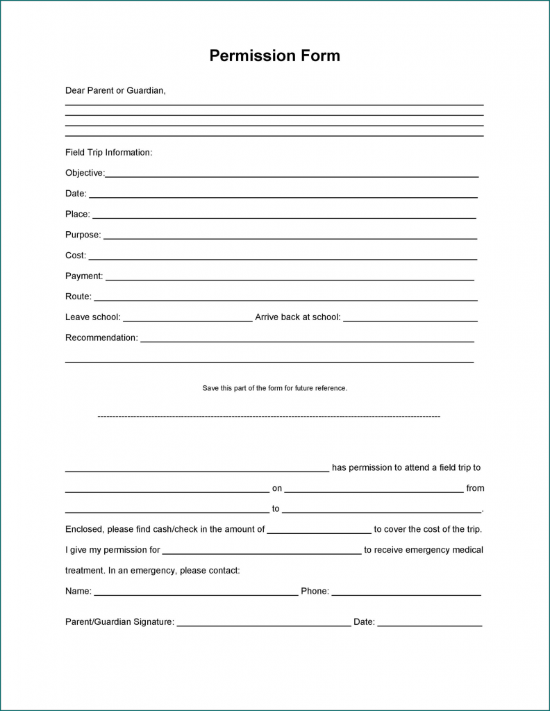 》Free Printable Parent Permission Form