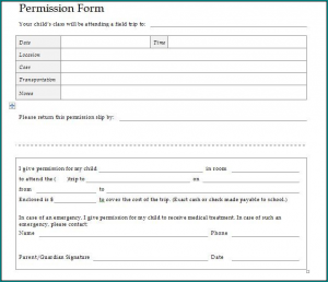 》Free Printable Permission Slip For School Trip