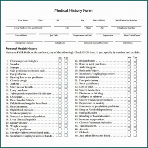 Sample of Personal Medical Health Record Sheet Template | Bogiolo