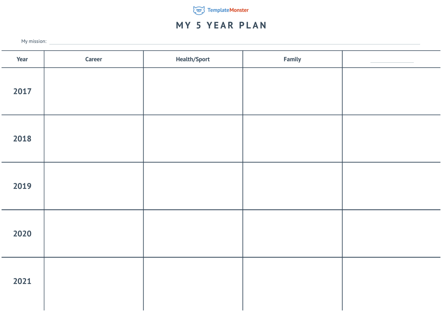 》Printable 5-year Planning Template