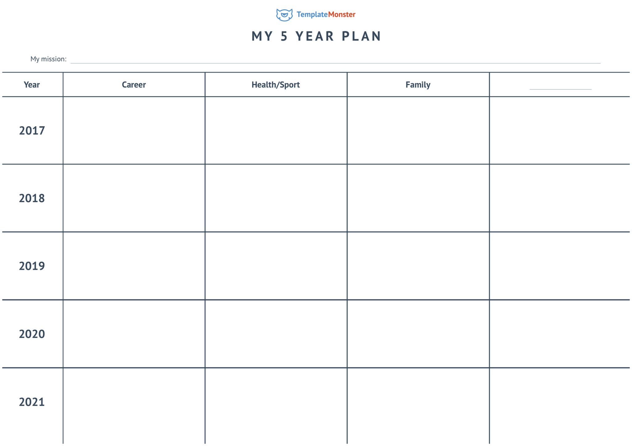 》Printable 5-year Planning Template