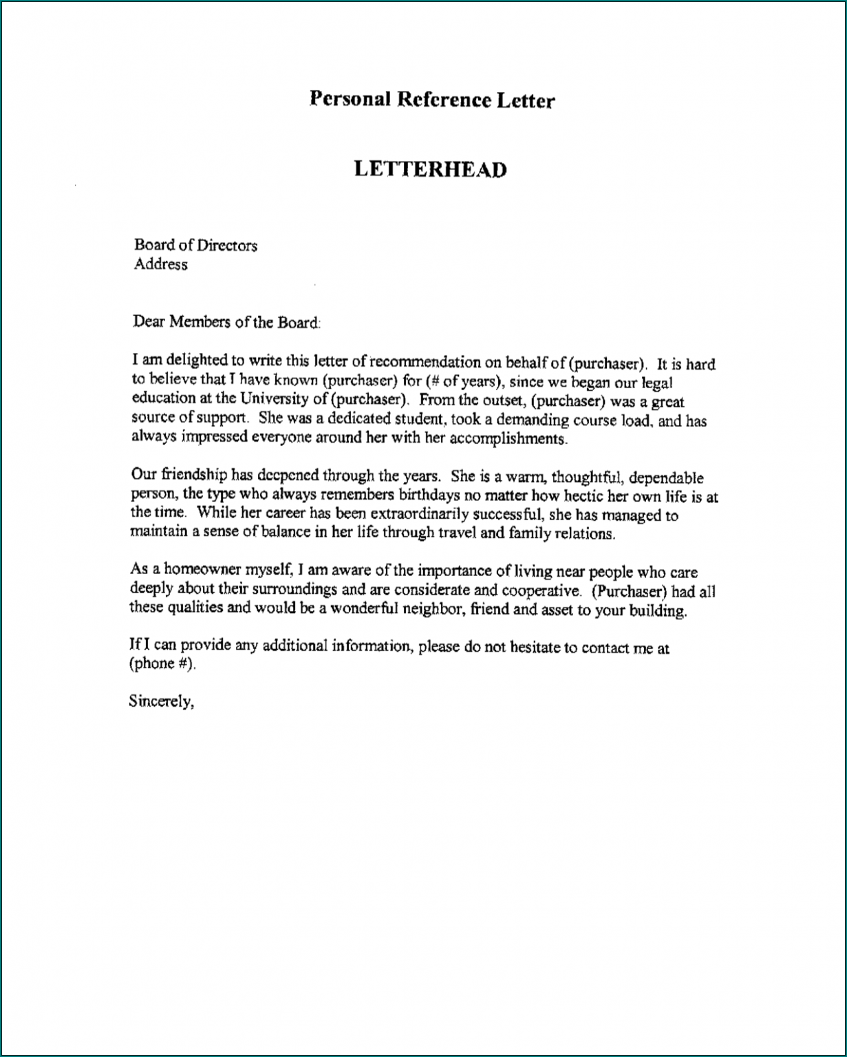 Free Printable Professional Reference Letter Template Bogiolo