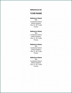 》Free Printable Professional References Template