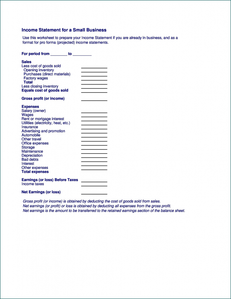 》Free Printable Profit And Loss Statement For Small Business