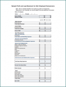 》Free Printable Profit And Loss Statement Template For Self Employed