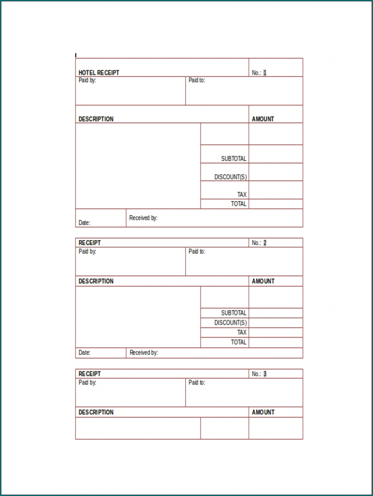 》Free Printable Reservation Receipt Template