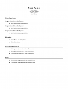 》Free Printable Simple Resume Format