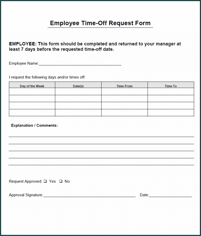 》Free Printable Time Off Request Form