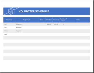 》Volunteer Work Hour Schedule Worksheet Template