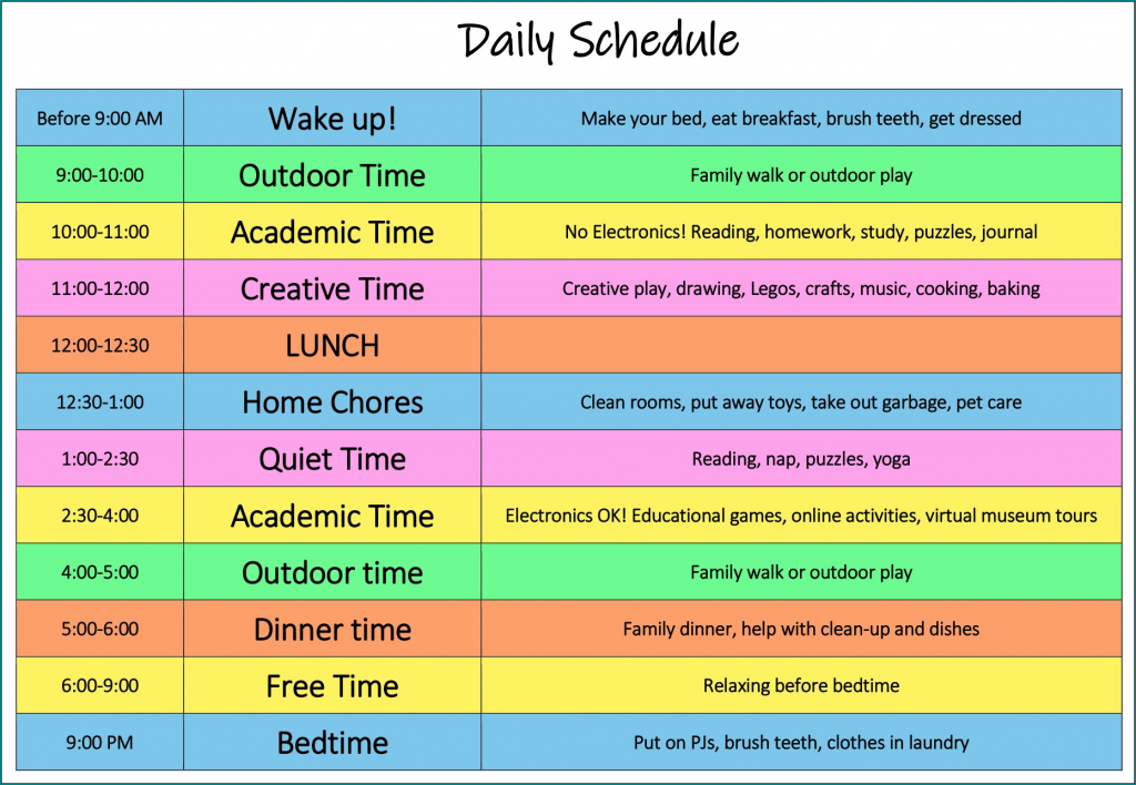 》Free Pintable Word Daily Schedule Template