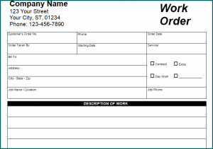 》Free Printable Service Order Template