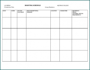 》Free Printable Shooting Schedule Template