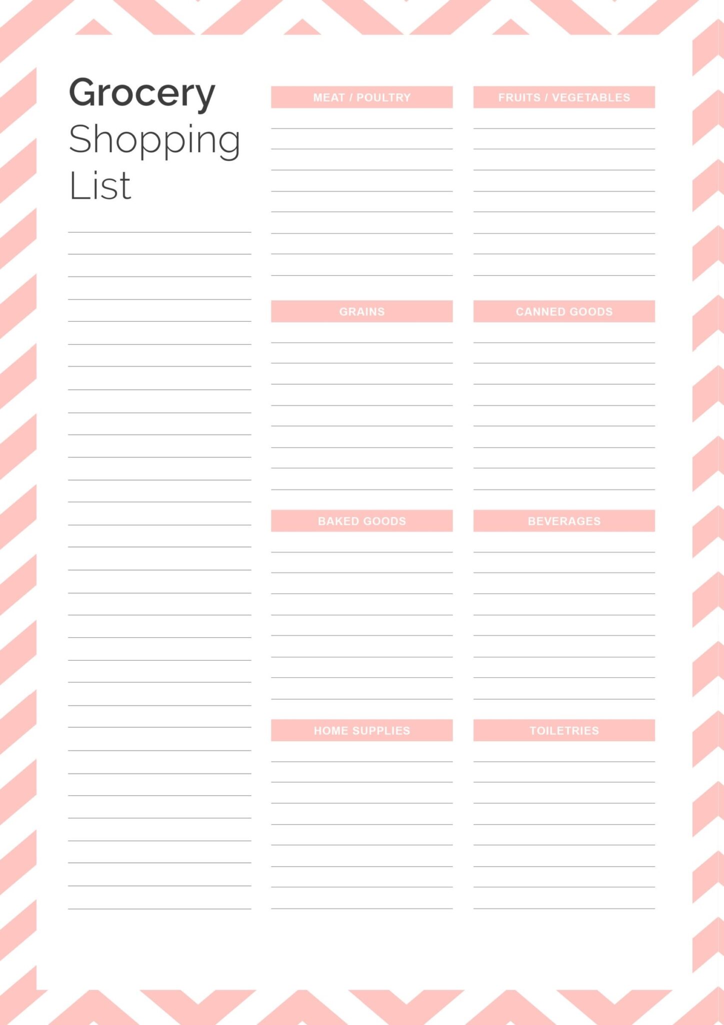 》Free Printable Shopping List Template