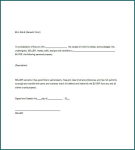 》Free Printable Simple Bill Of Sale Template