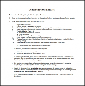 》Free Printable Simple Job Description Template
