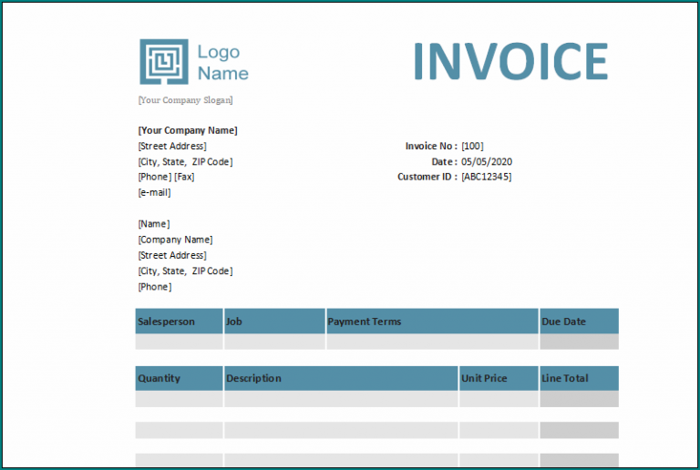 》Free Printable Standard Invoice Template