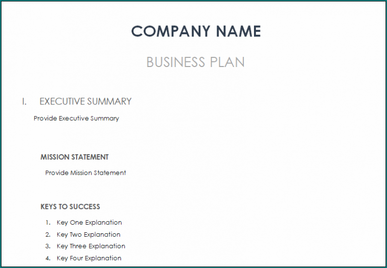 》Free Printable Startup Business Plan Template