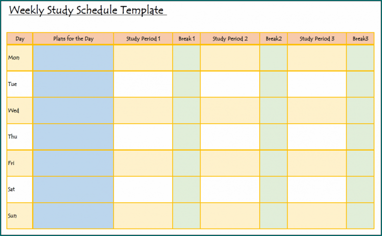 》Free Printable Study Schedule Template