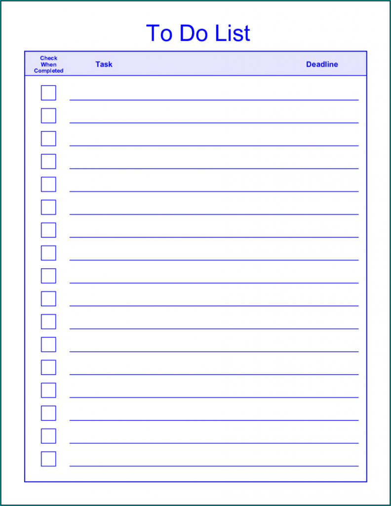 》Free Printable Things To Do List Template